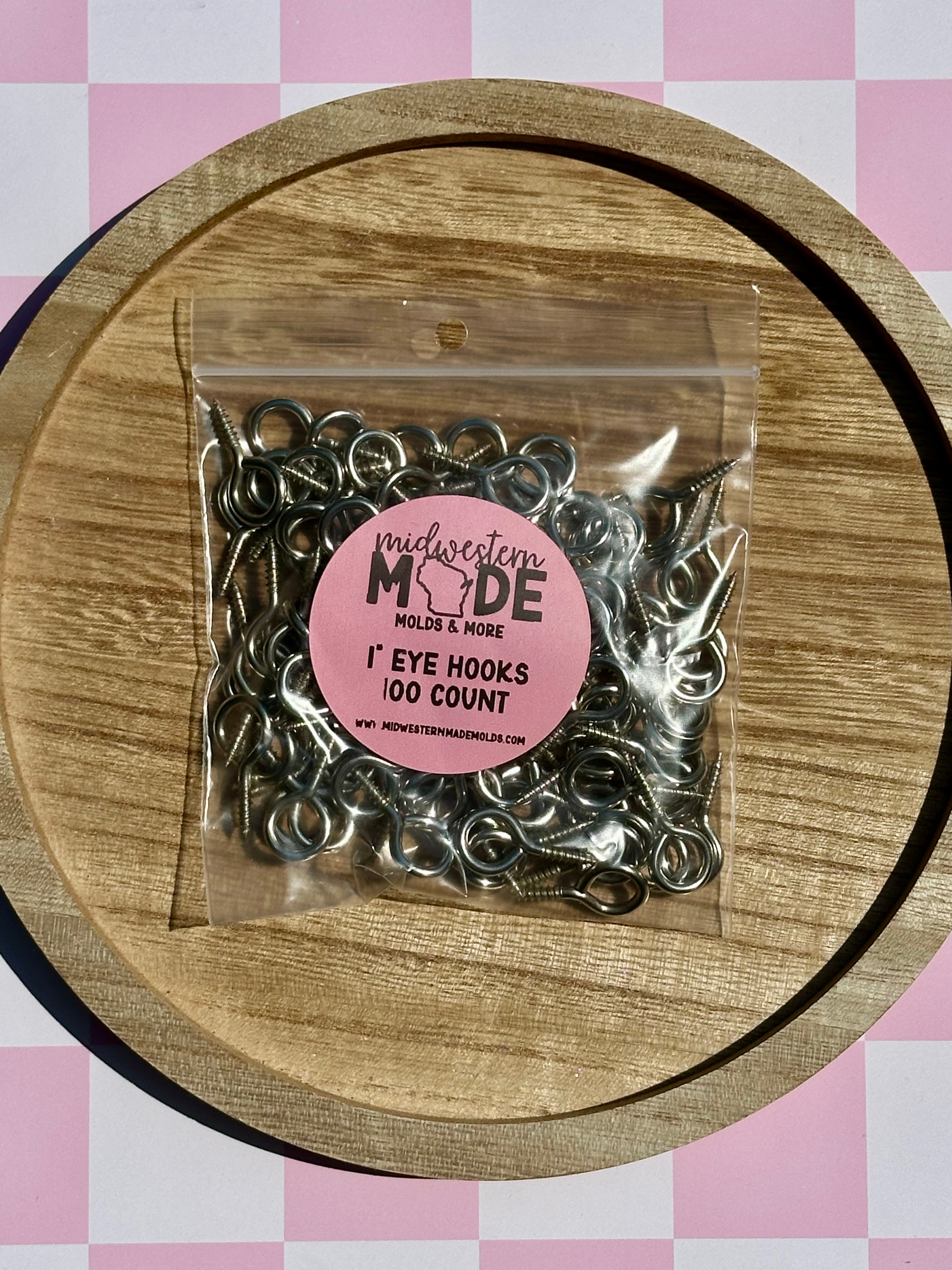 1" Eye Hooks - 100 Count – Midwestern Made Molds & More